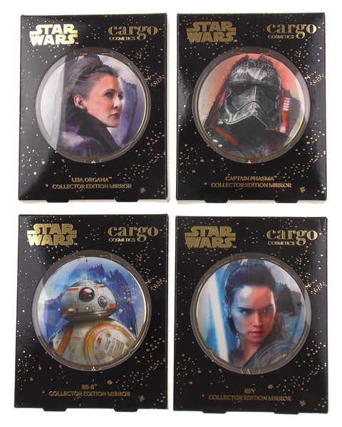 Star Wars Compact Mirrors Set 4 Leia Rey BB-8 Cargo Cosmetics Collecto ...